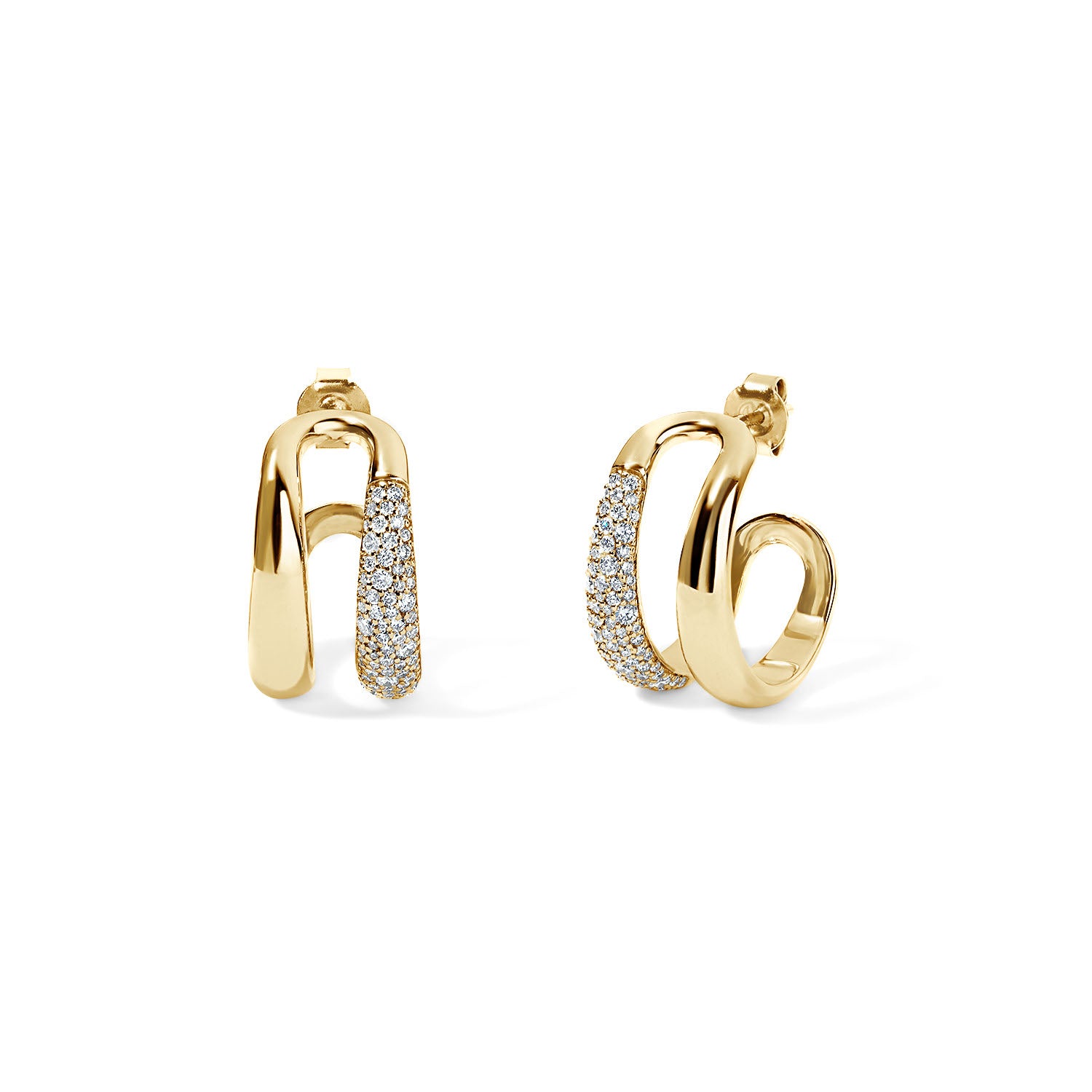 Madison Gold and Diamond Double Domed Hoops