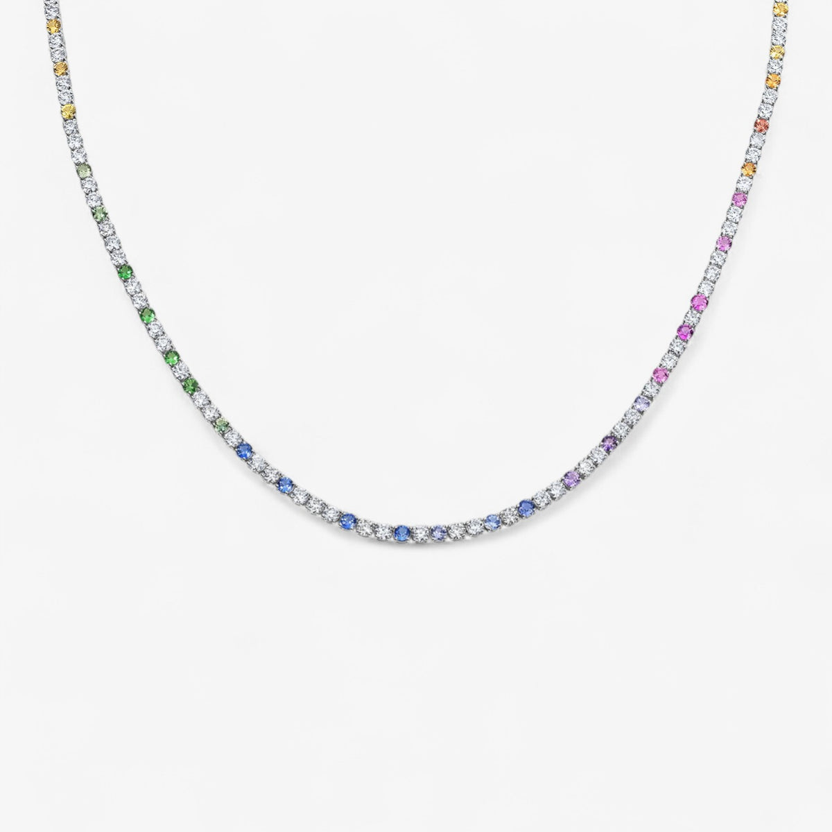 Grace Rainbow Sapphire and Diamond Tennis Necklace