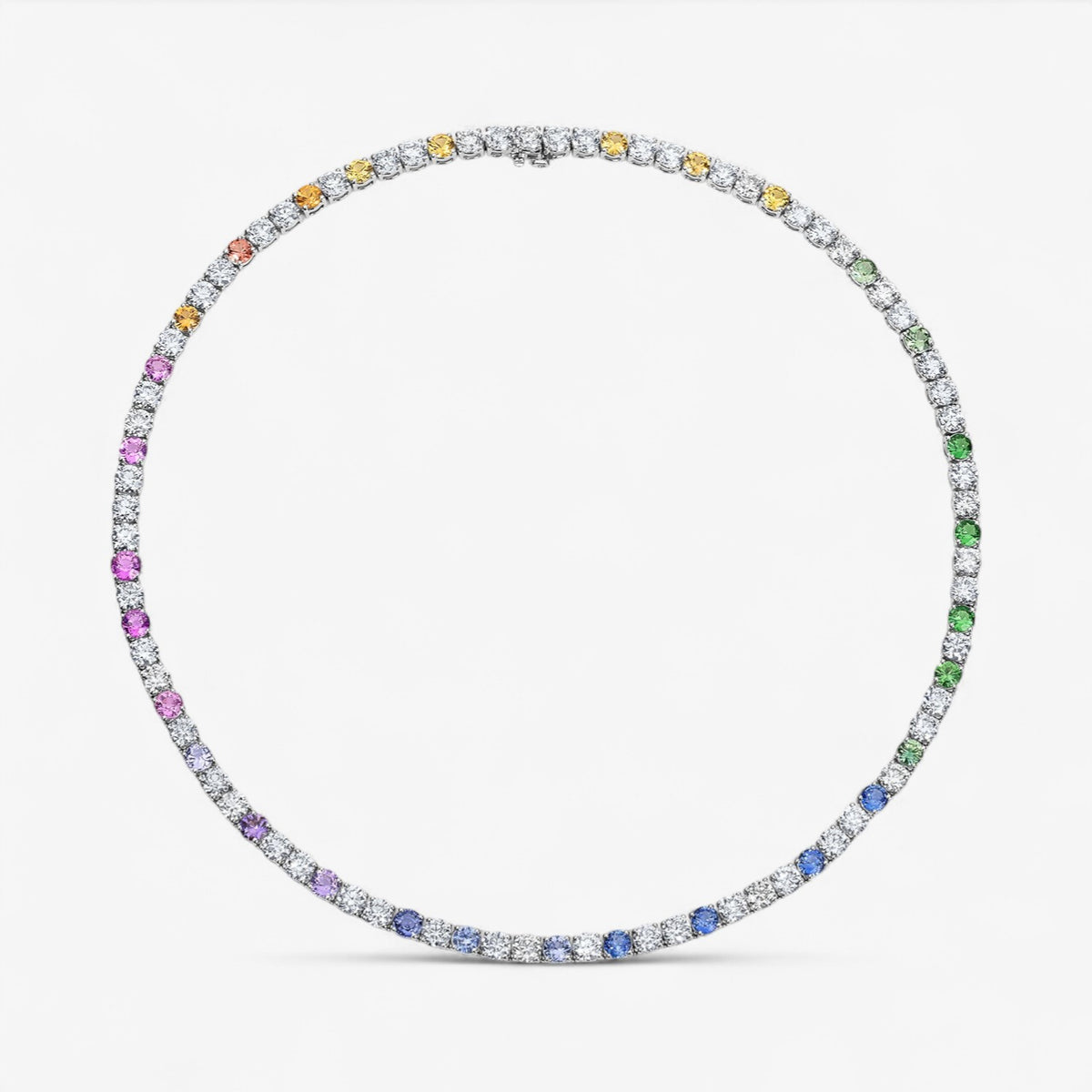 Grace Rainbow Sapphire and Diamond Tennis Necklace