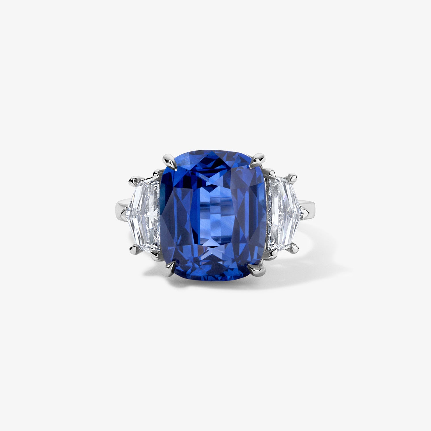 8CT Sapphire Ring With Diamond Epaulettes | Stephanie Gottlieb