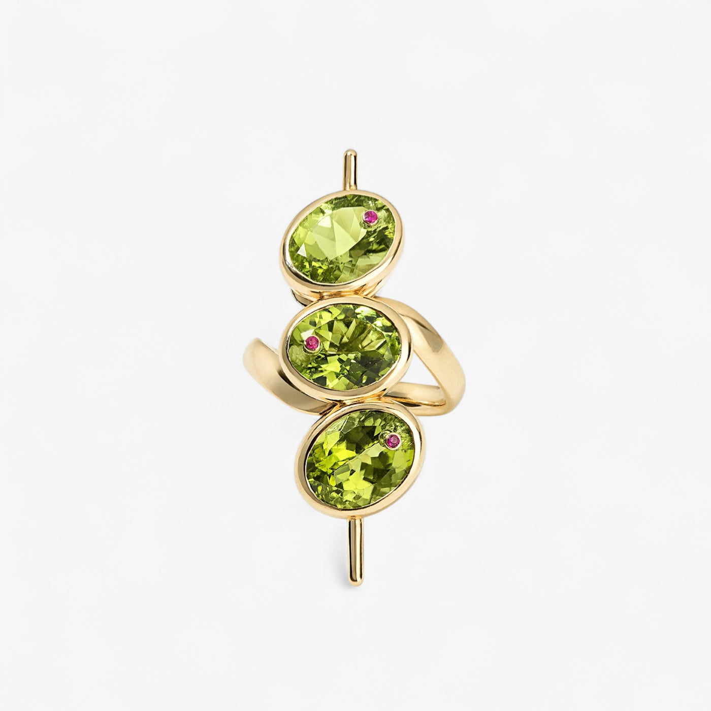 Peridot & Ruby Martini Olive Cocktail Ring | Stephanie Gottlieb ...
